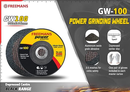 FREEMANS 4-Inch Power Grinding Wheels (Set of 25 Pieces)- Black - KROST