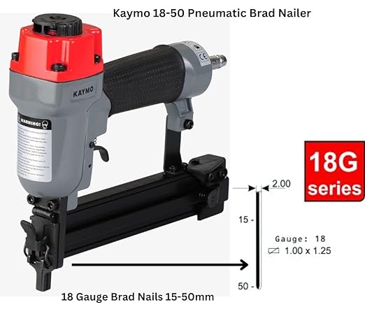 Kaymo Pneumatic Brad Nailer ECO-PB18G50 With 18 Gauge Brad Nails (Brad ...