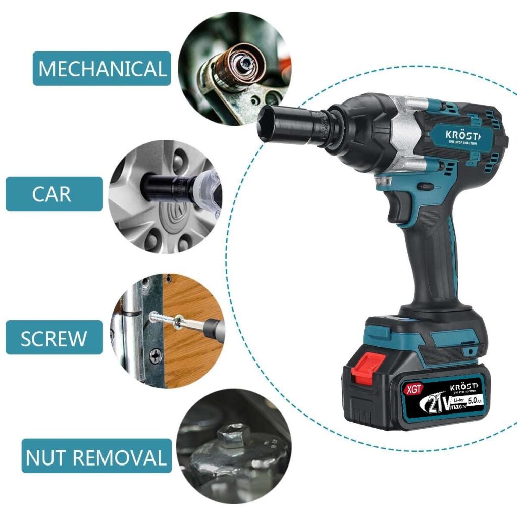 KROST Pro Series 700NM Torque Cordless Impact Wrench 1/2", Brushless ...
