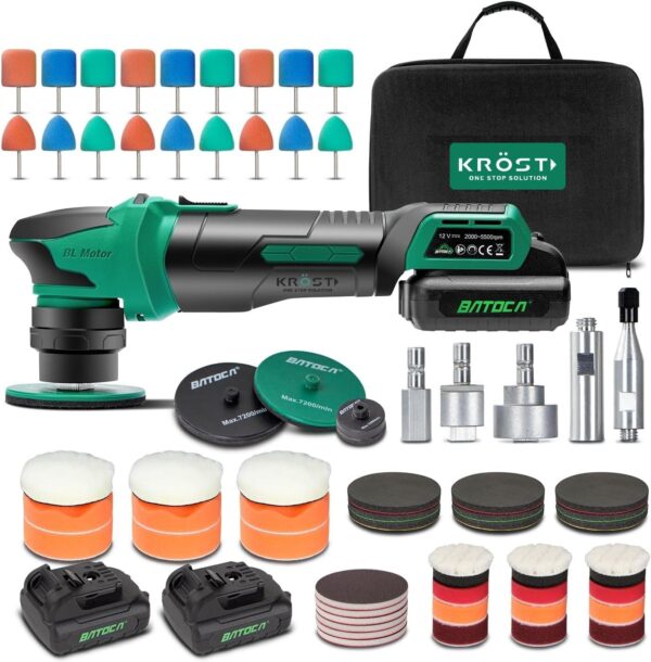 KROST Cordless Car Polisher – 3-in-1 Rotary & Dual Action Kit